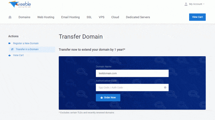 domain transfer 2 - Veeble Hosting