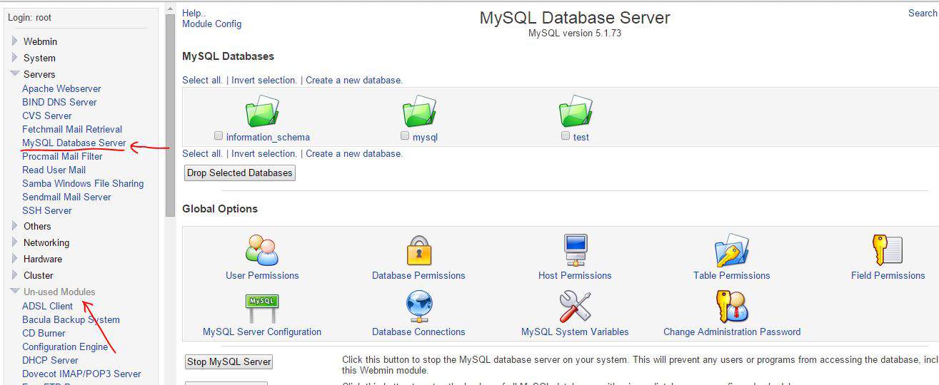 Veeble Hosting - Manage MySQL Users - Webmin