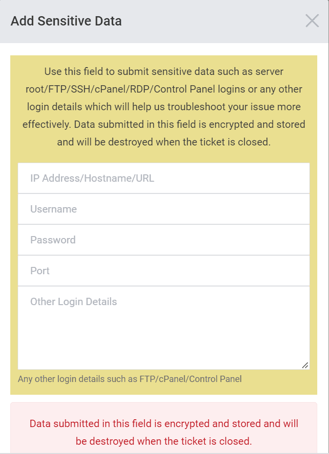 How to share sensitive data safely via support tickets.